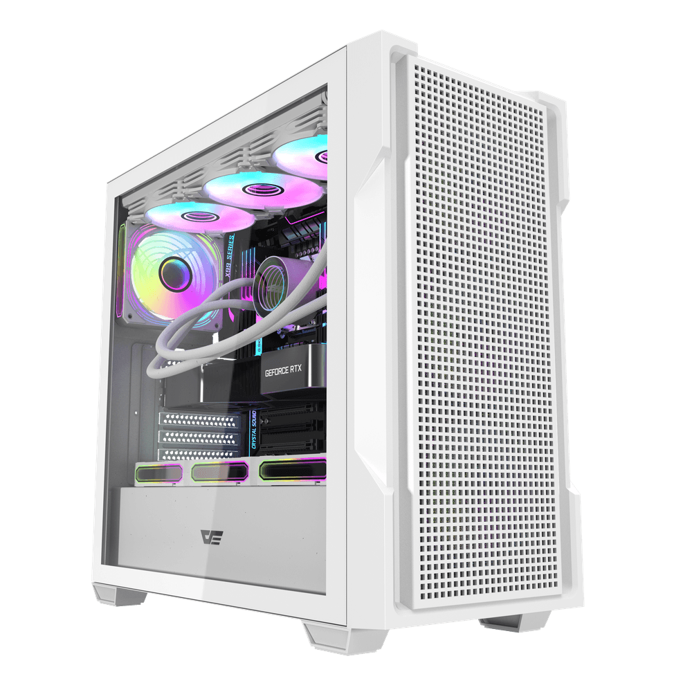 DARKFLASH DS900 Mesh ATX PC Gaming Case / White – iGeek Megastore